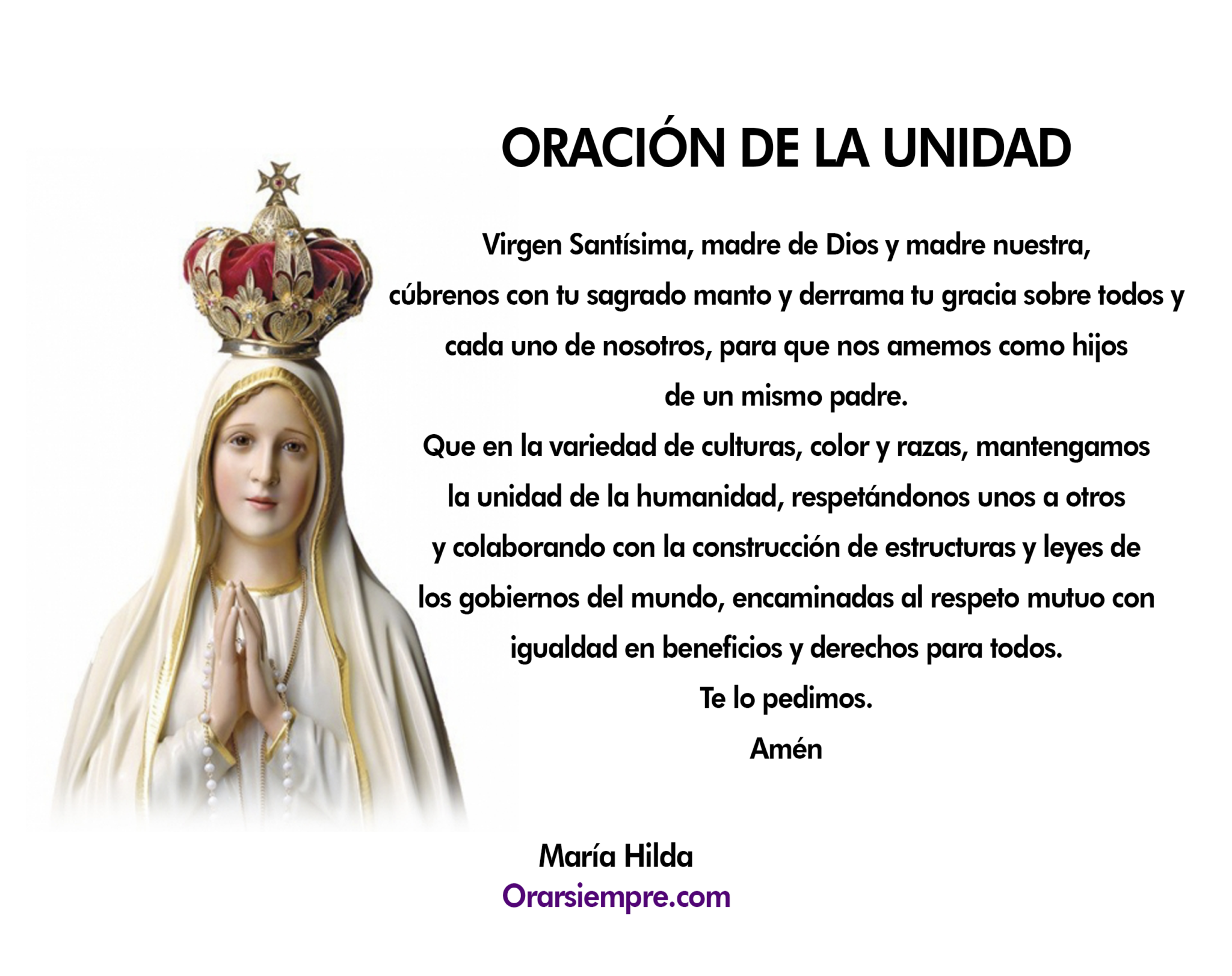 Oración por la unidad – Orar Siempre